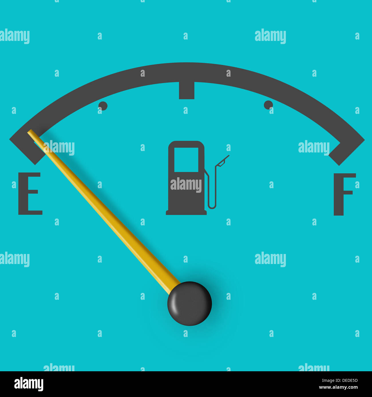 Low fuel sign with yeallow indicator isolated on blue background Stock ...