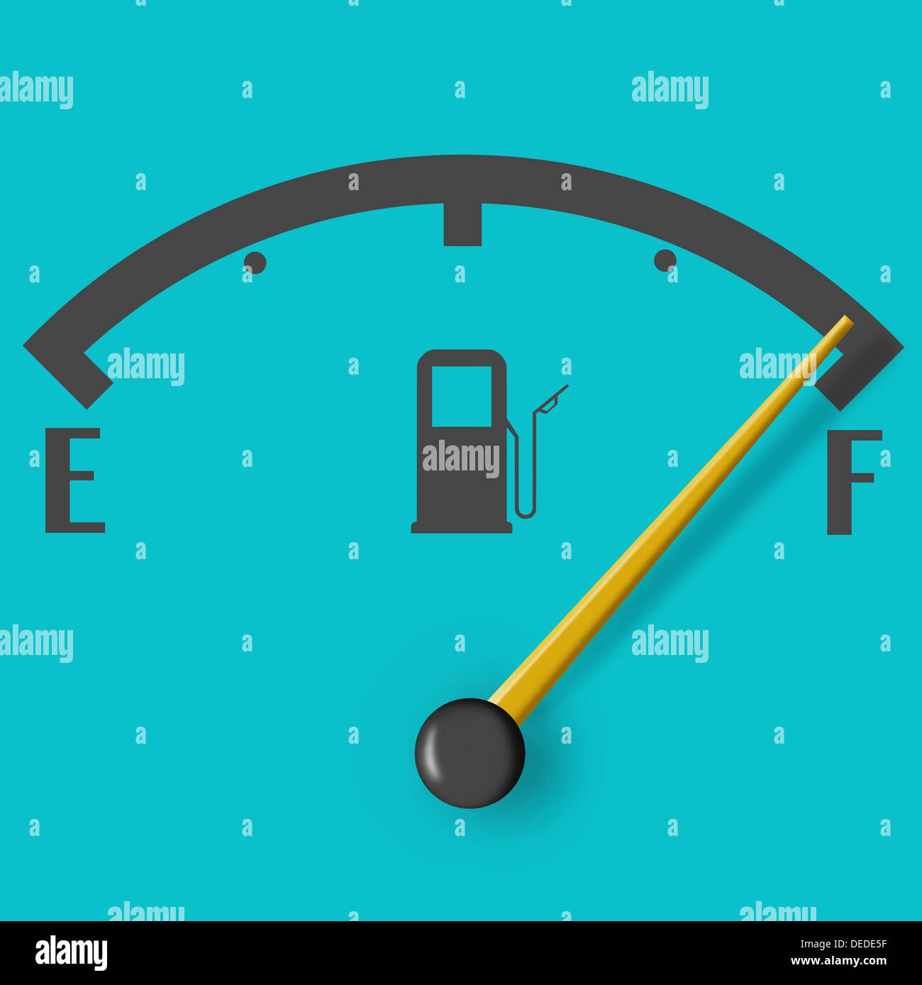 Full fuel sign with yeallow indicator isolated on blue background Stock ...