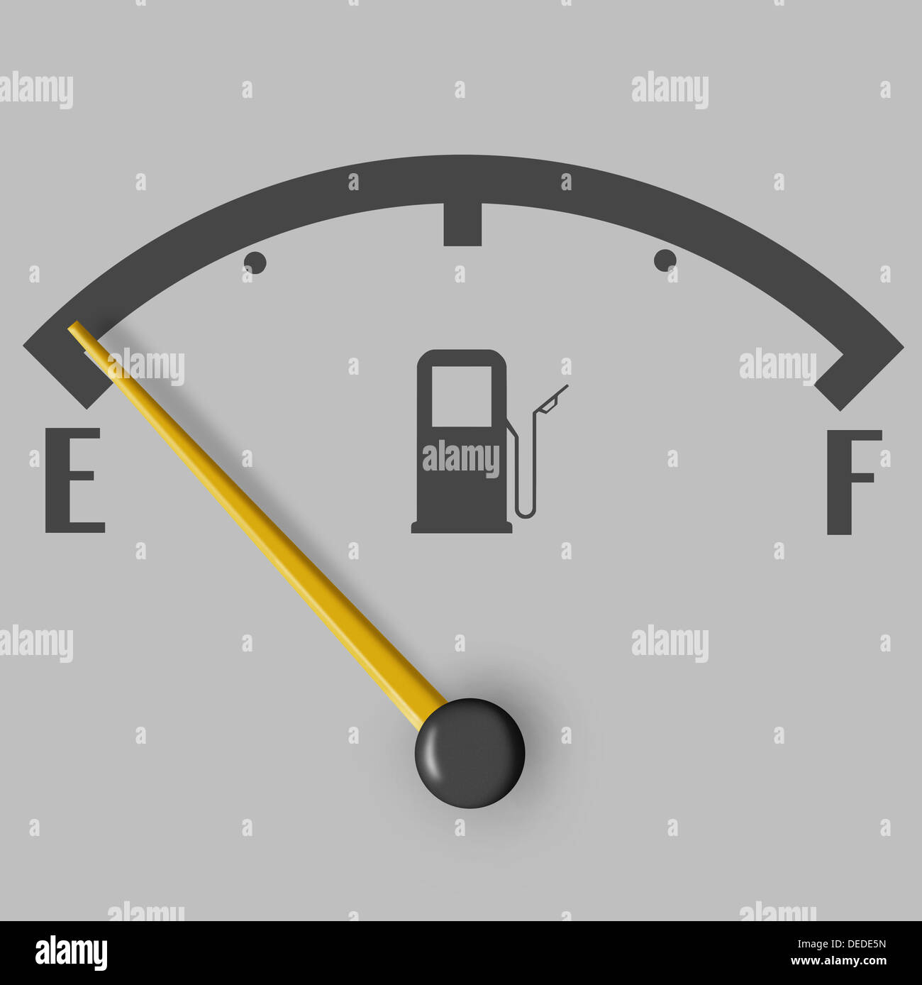 Low fuel sign with yeallow indicator isolated on grey background Stock ...
