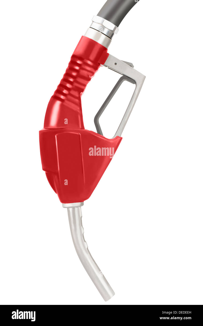 Red color gun from the fuel pump isolated on white Stock Photo - Alamy
