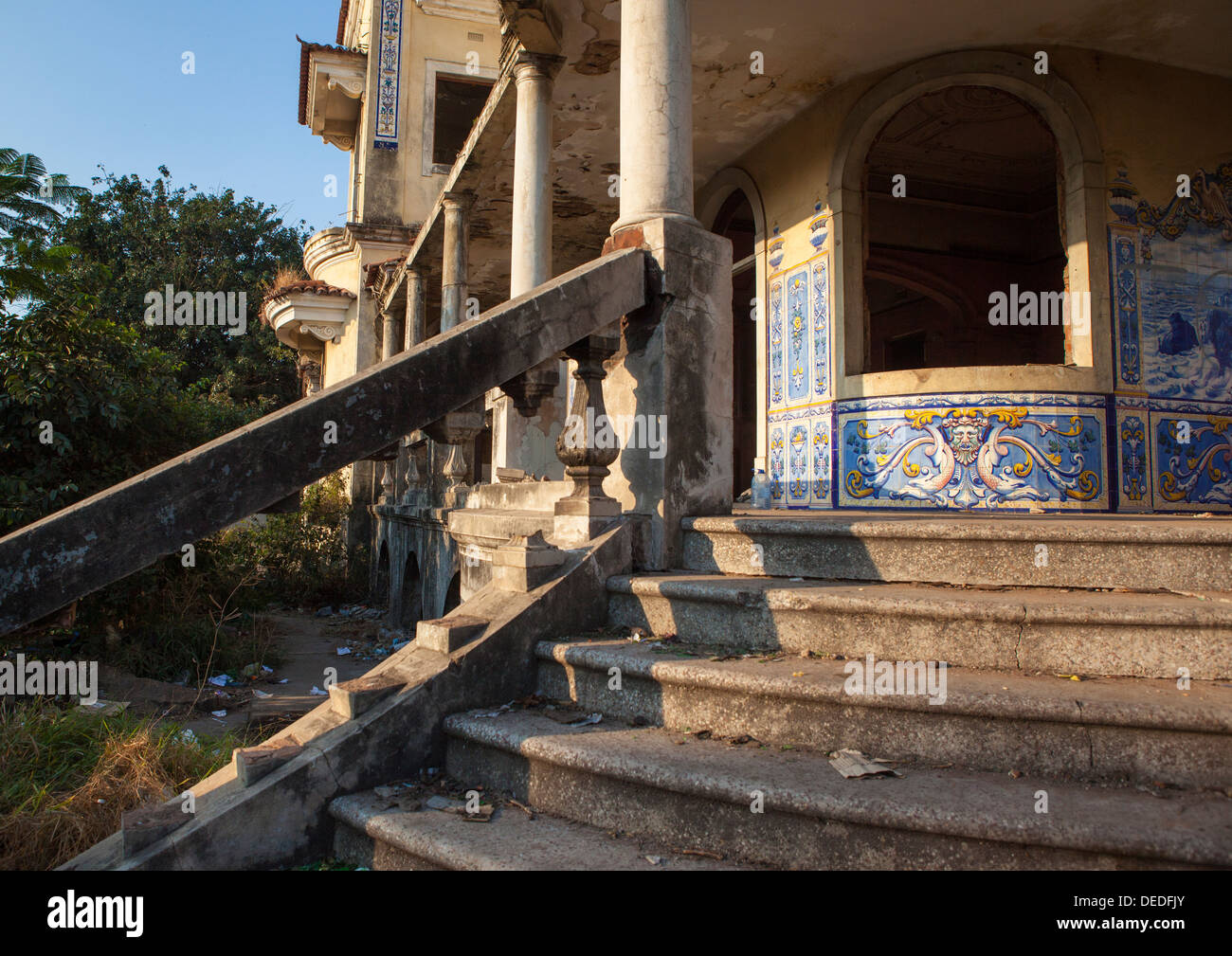Outside the abandoned colonial villa Algarve in Maputo, Mozambique ...