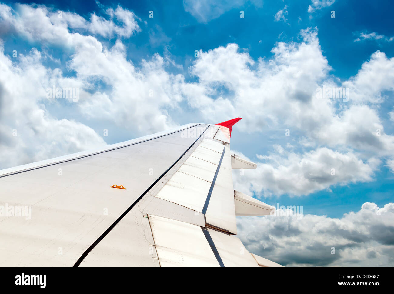 airplane wing, sky and clouds Stock Photo - Alamy
