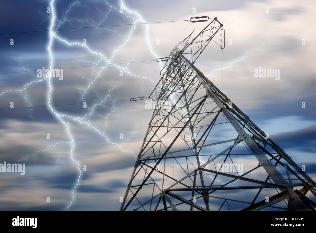 lightning over power station Stock Photo - Alamy