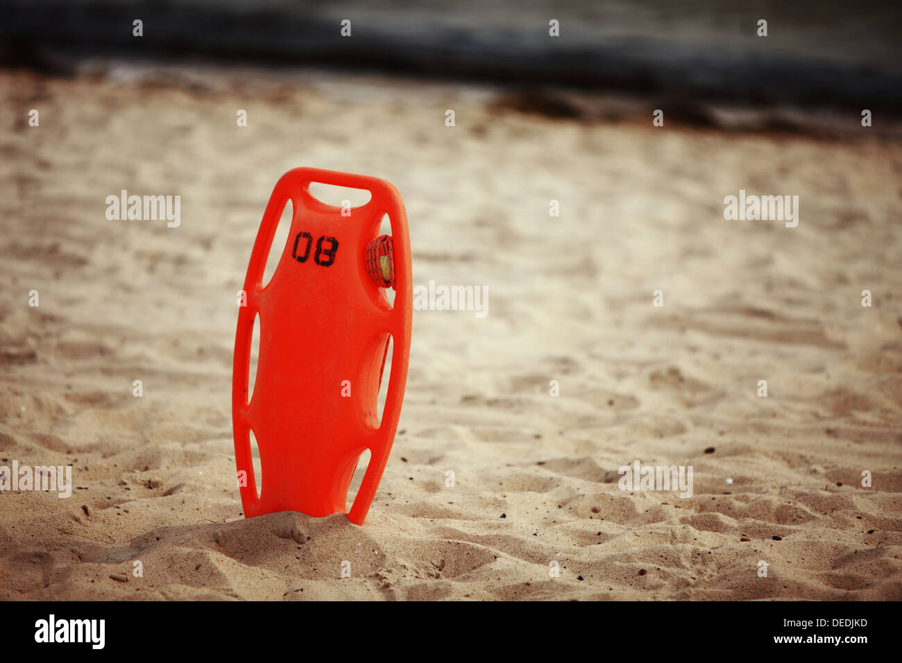 Beach life-saving. Lifeguard rescue equipment orange preserver tool ...