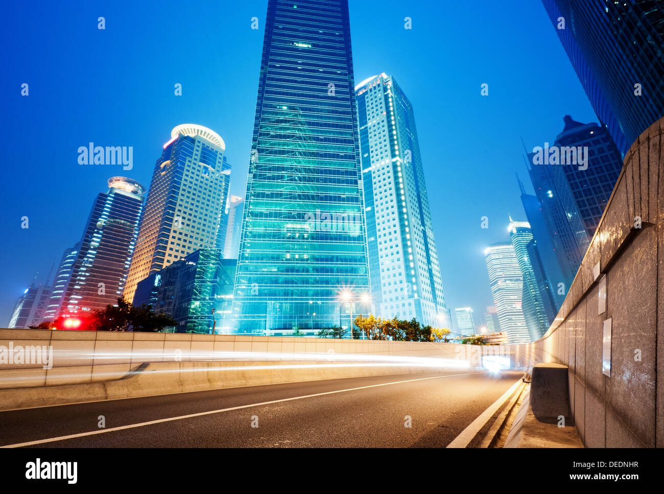 Shanghai Lujiazui Finance & Trade Zone modern city night background ...