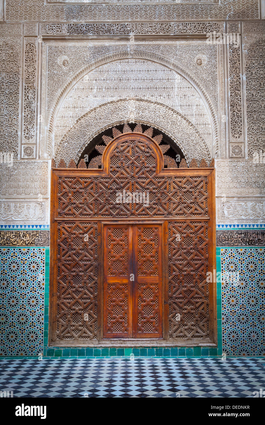 The ornate interior of Madersa Bou Inania, Fes el Bali, UNESCO World ...