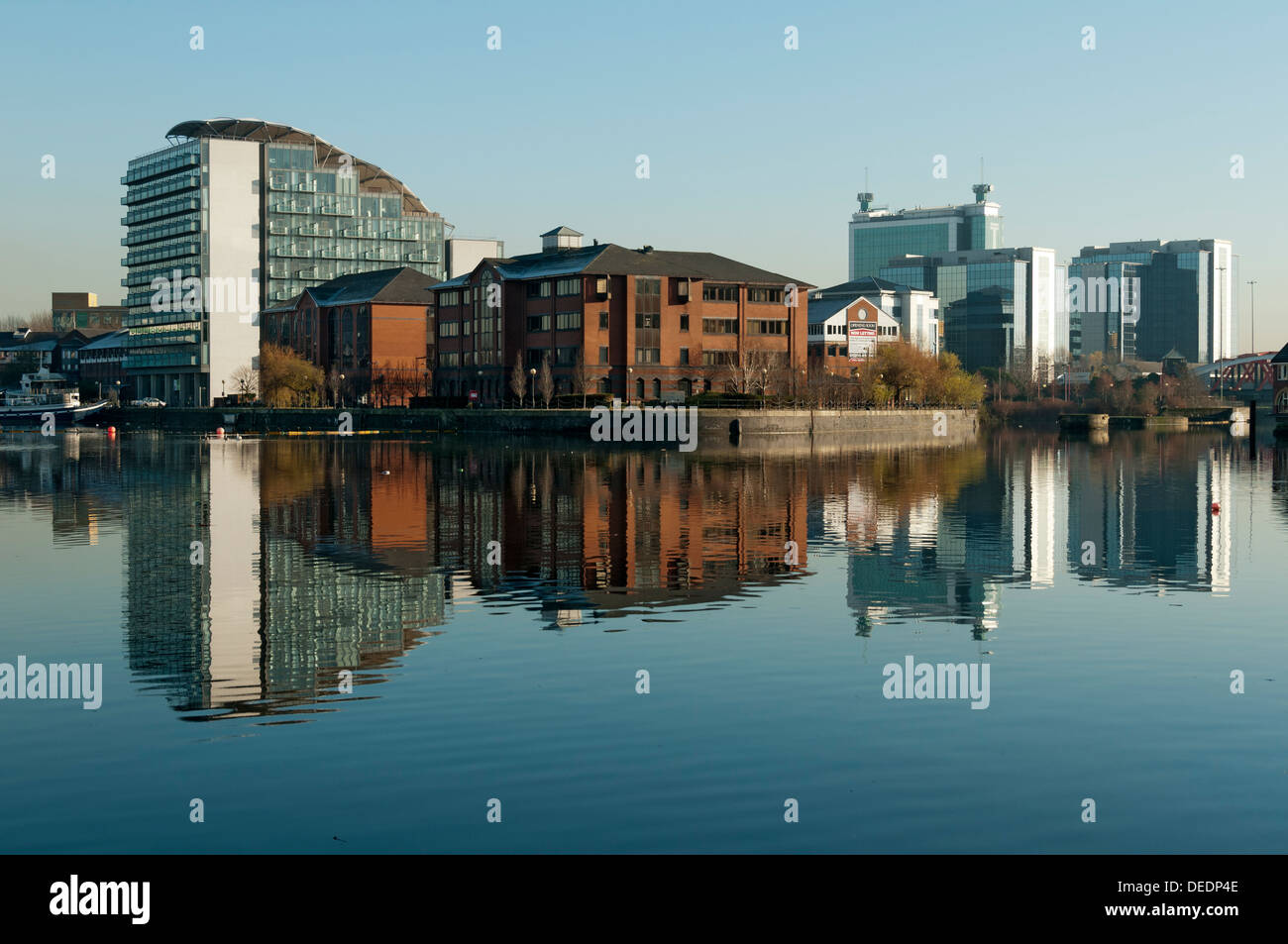 Apartments and the Exchange Quay office blocks reflected in the ...