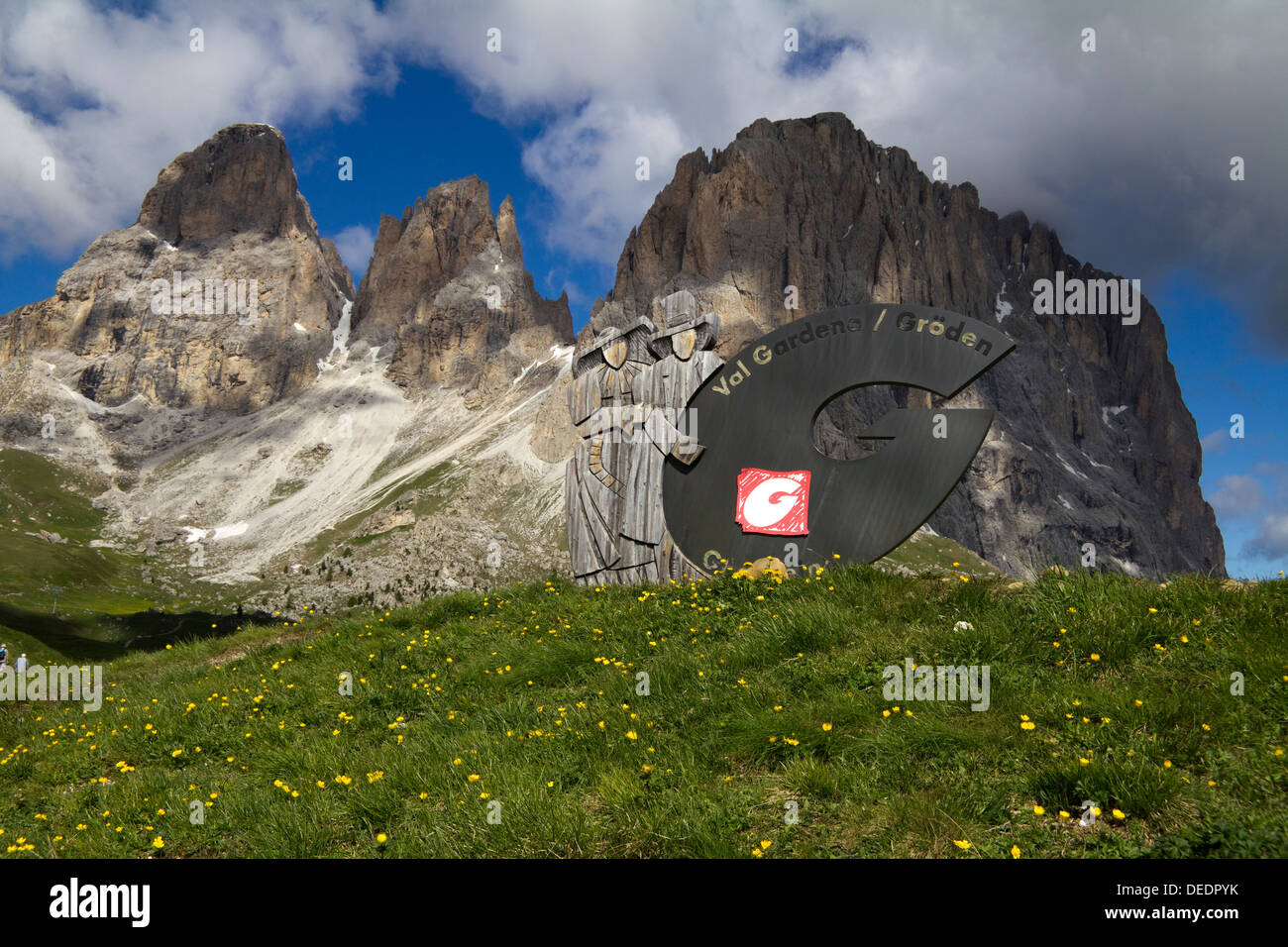 Val Gardena sign in the Dolomites Alps Italy Stock Photo - Alamy