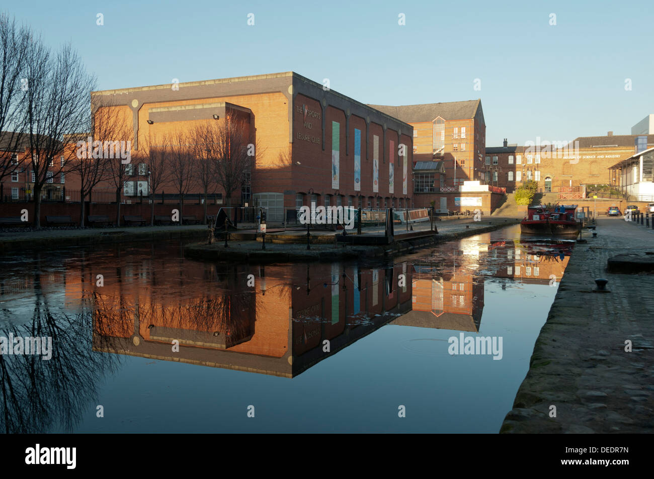 Reflections in Castlefield Basin, Manchester, England, UK Stock Photo ...