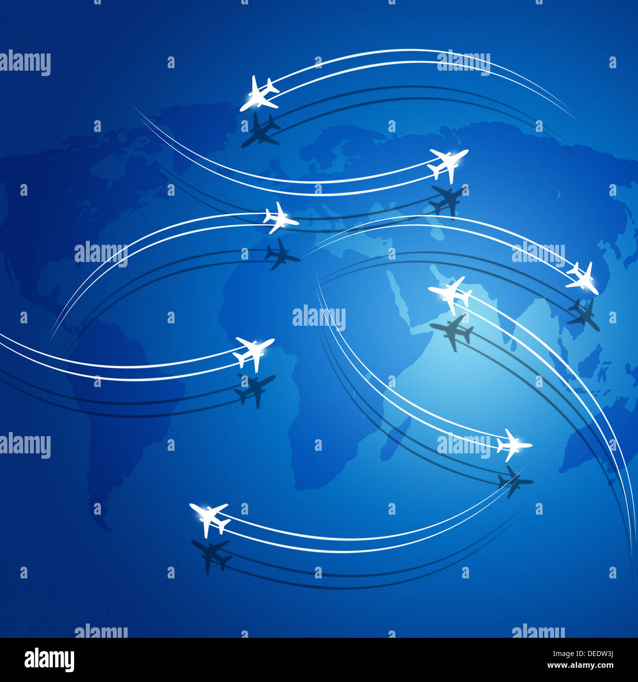 aviation background airplanes flying over the map leaving theirs ...