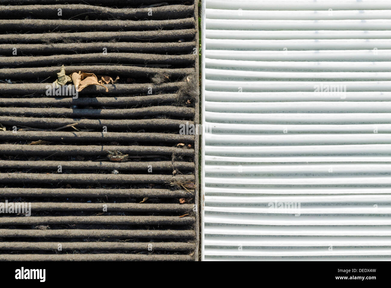 half by half fragments of dirty and clean air filters Stock Photo - Alamy
