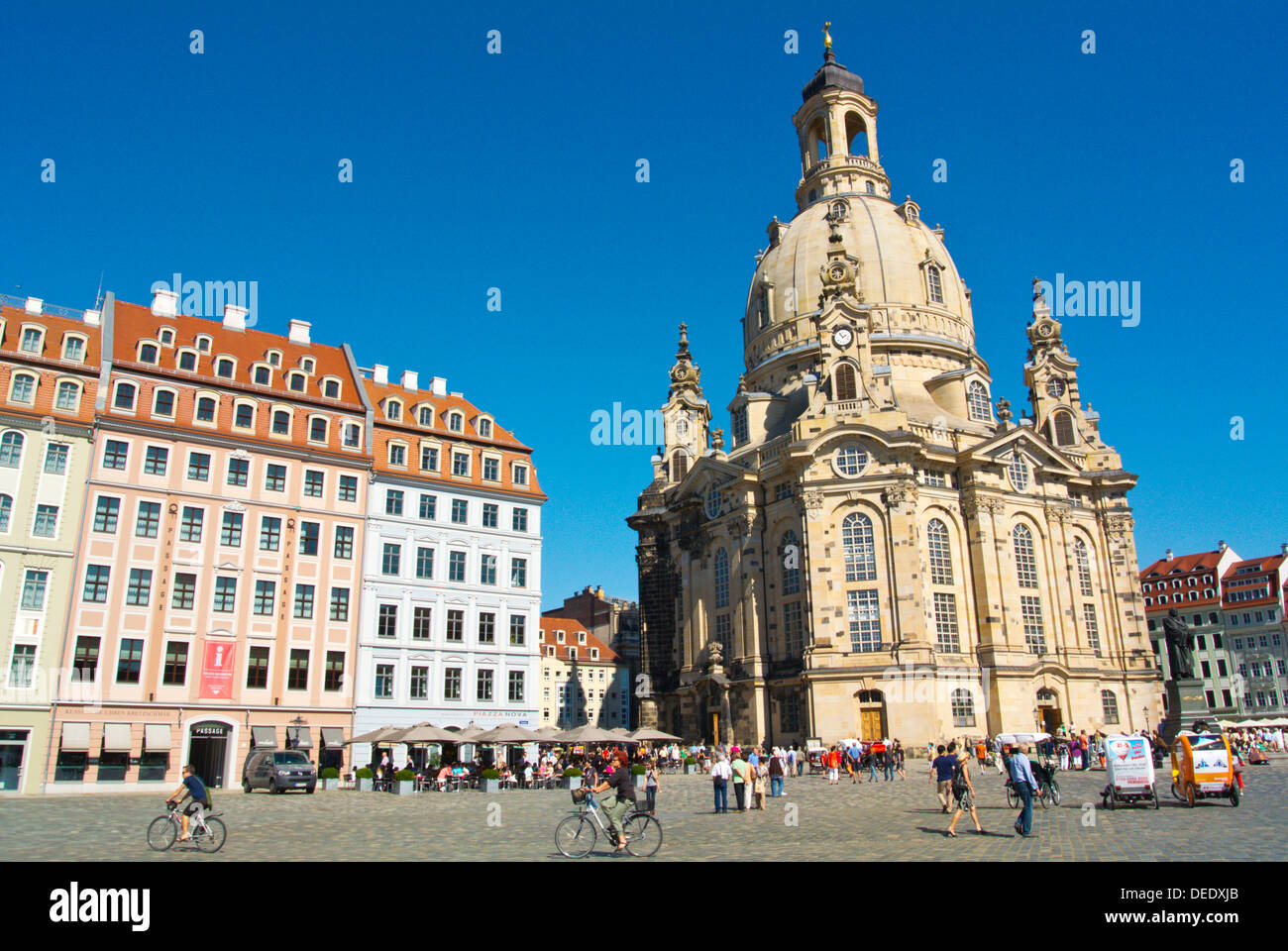 Frauenkirche church Neumarkt square Altstadt the old town Dresden city ...