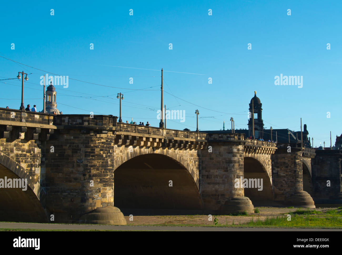 Augustusbrucke bridge Dresden city Saxony state eastern Germany central ...
