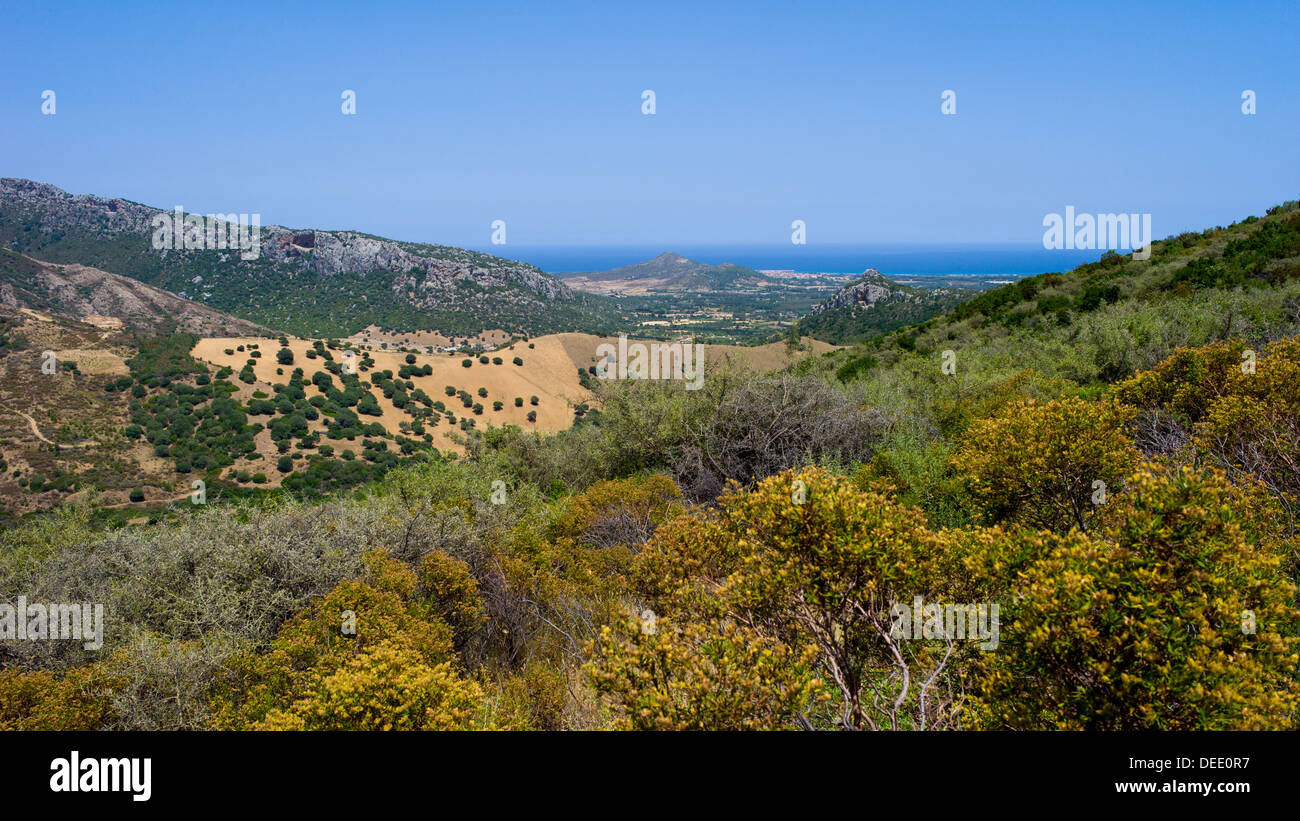 Siniscola, Italy, looking towards the east coast of the island of ...