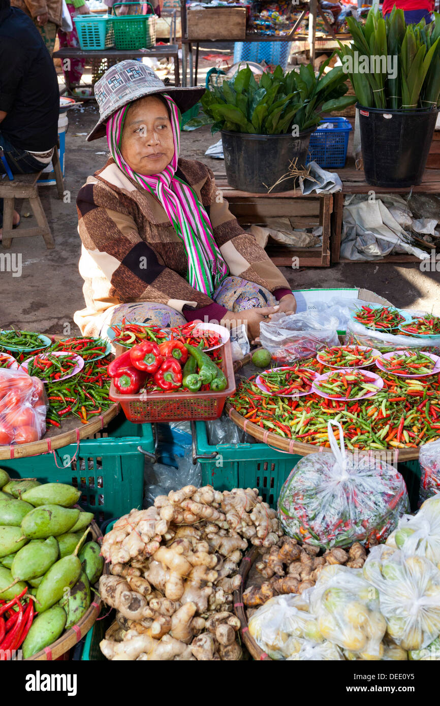 Central Market, Kengtung, Shan State, Myanmar (Burma), Asia Stock Photo ...