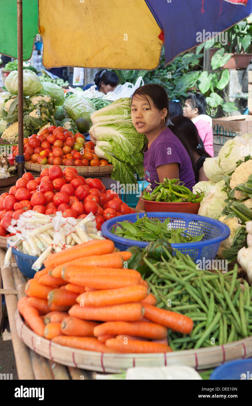Fruit and vegetable market, Yangon (Rangoon), Yangon Region, Myanmar ...