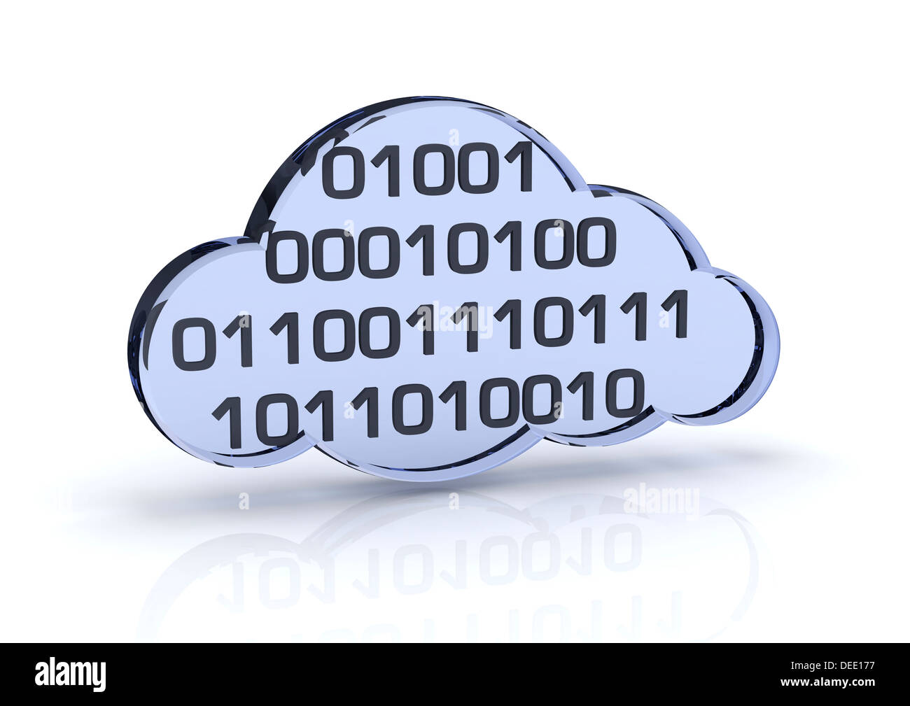 Illustration of cloud computing. Glass cloud with binary symbol Stock ...