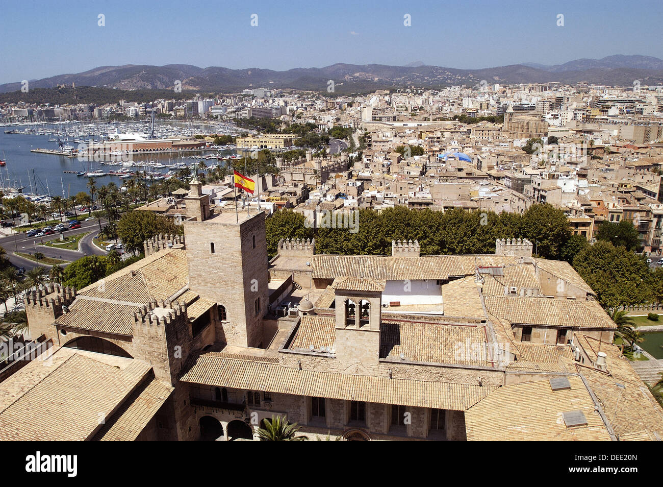View of waterfront from Gothic cathedral. Palma de Mallorca. Majorca ...