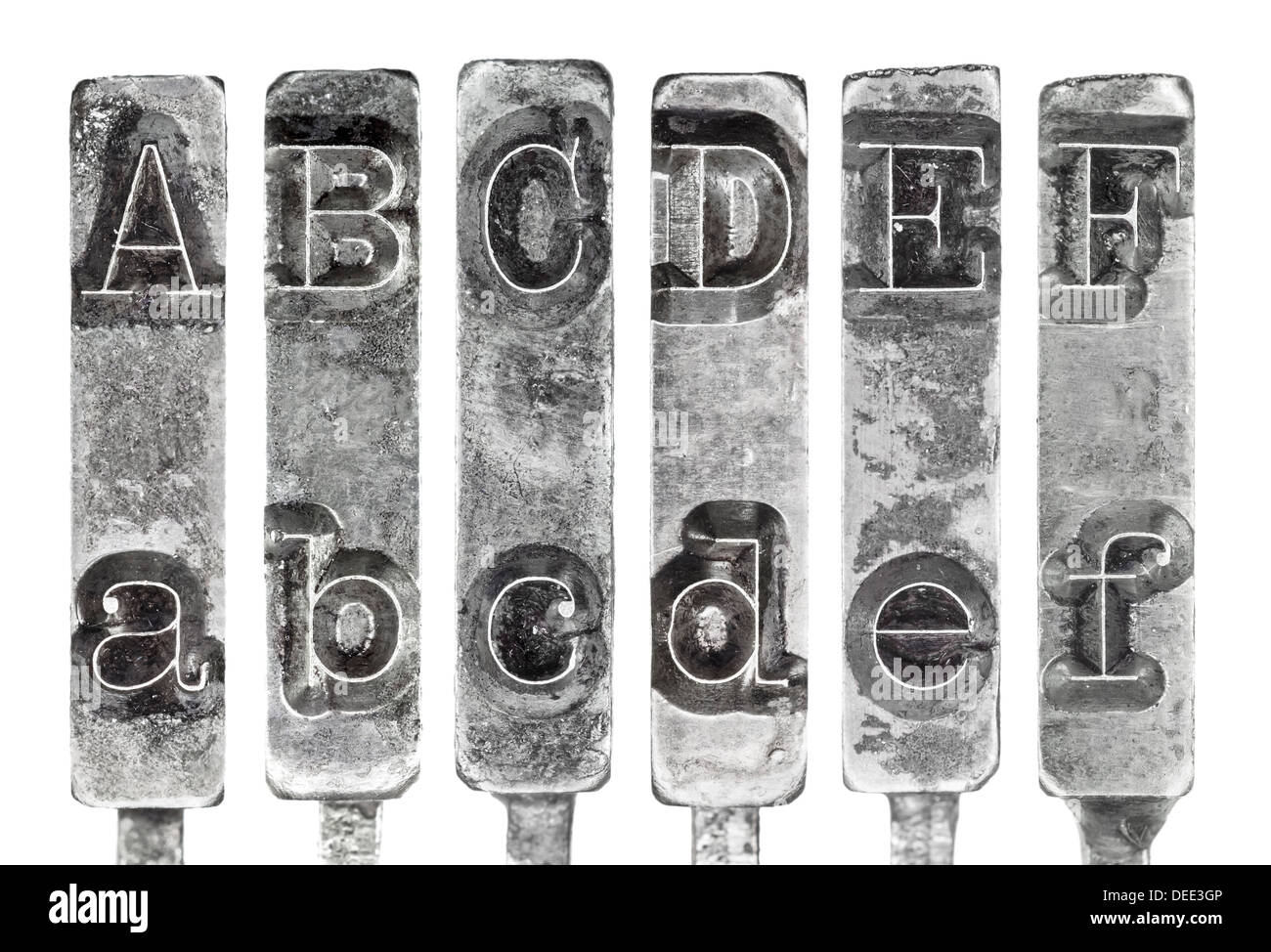Old Typewriter Typebar Letters A to F Isolated on White Stock Photo - Alamy