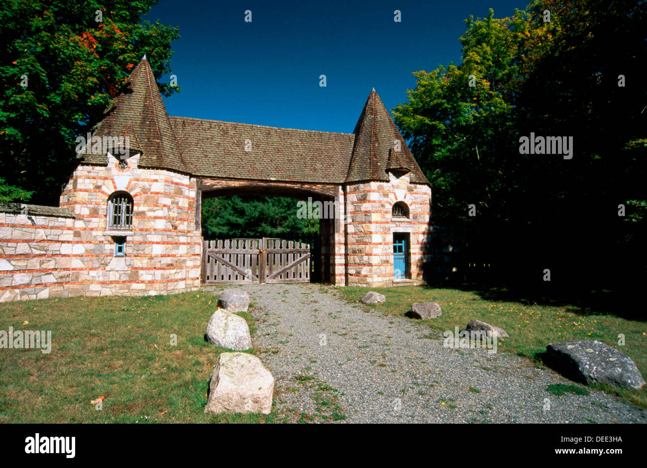 Gatehouse in Acadia National Park. Maine. USA Stock Photo - Alamy