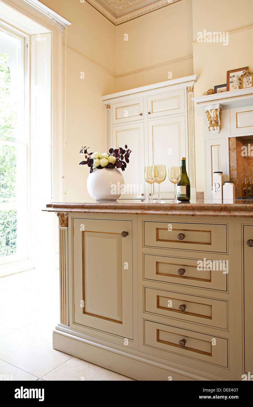 A luxurious bespoke kitchen in a manor house, England,UK Stock Photo ...