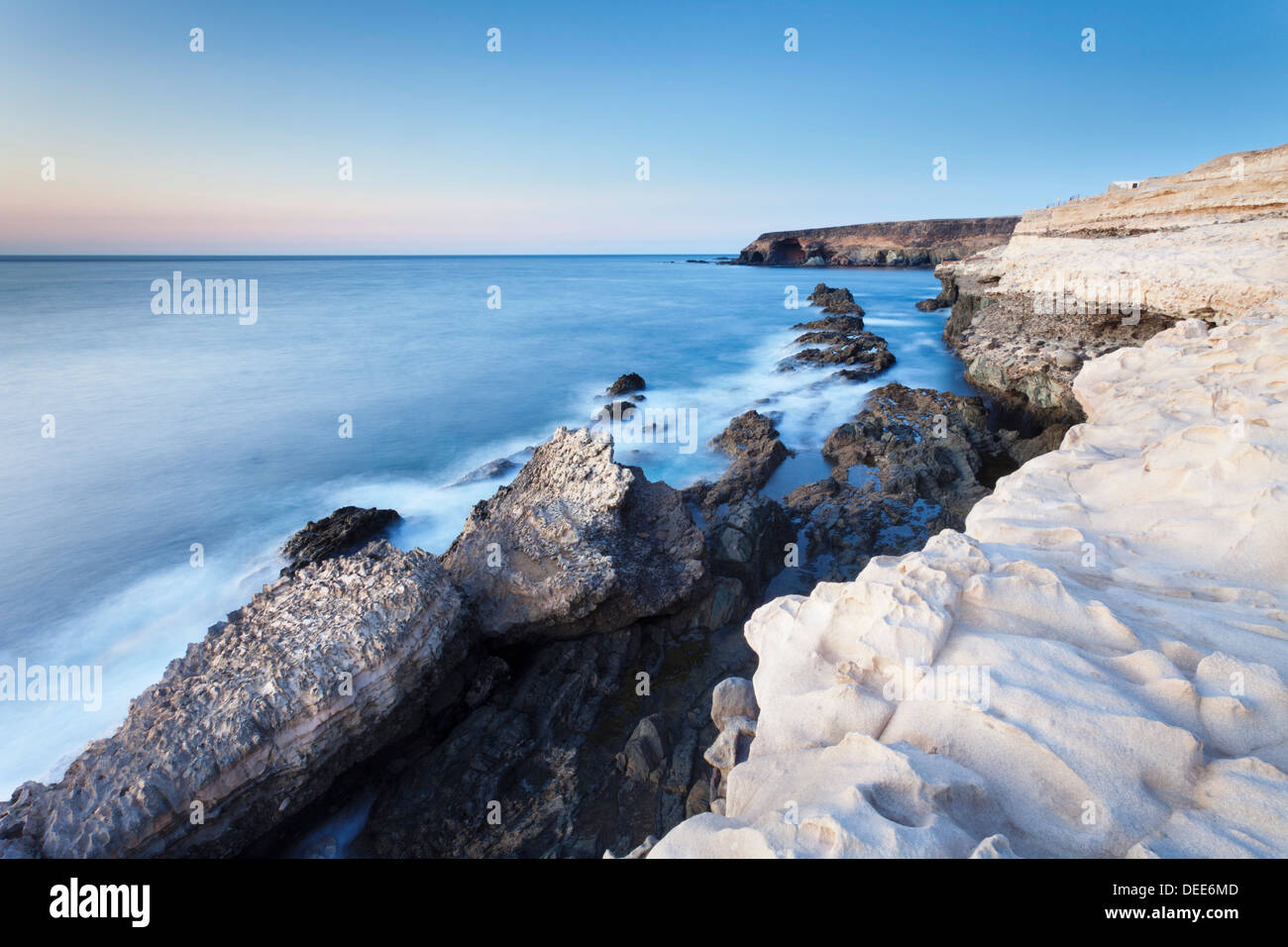 Limestone terraces at the cliffs to the Mirador, Ajuy, Fuerteventura ...