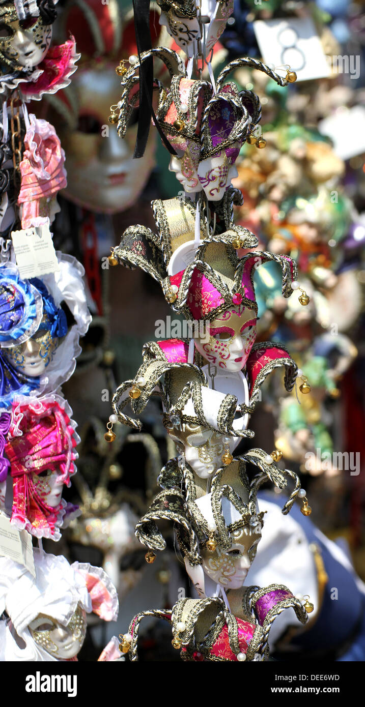 beautiful original Venetian masks handmade in a stand in piazza in ...