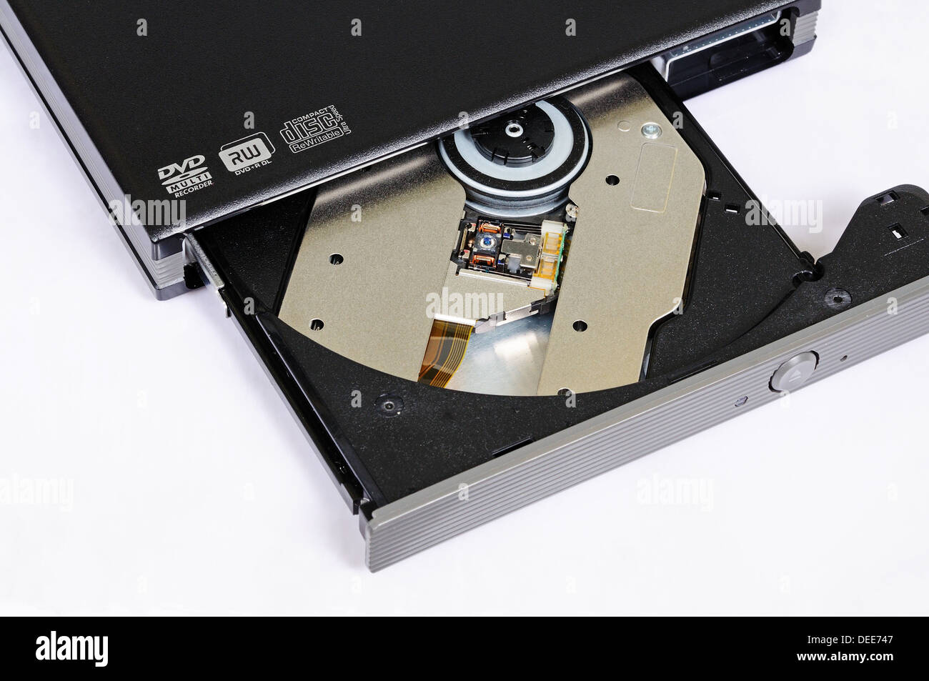 External Computer DVD drive against a white background Stock Photo - Alamy