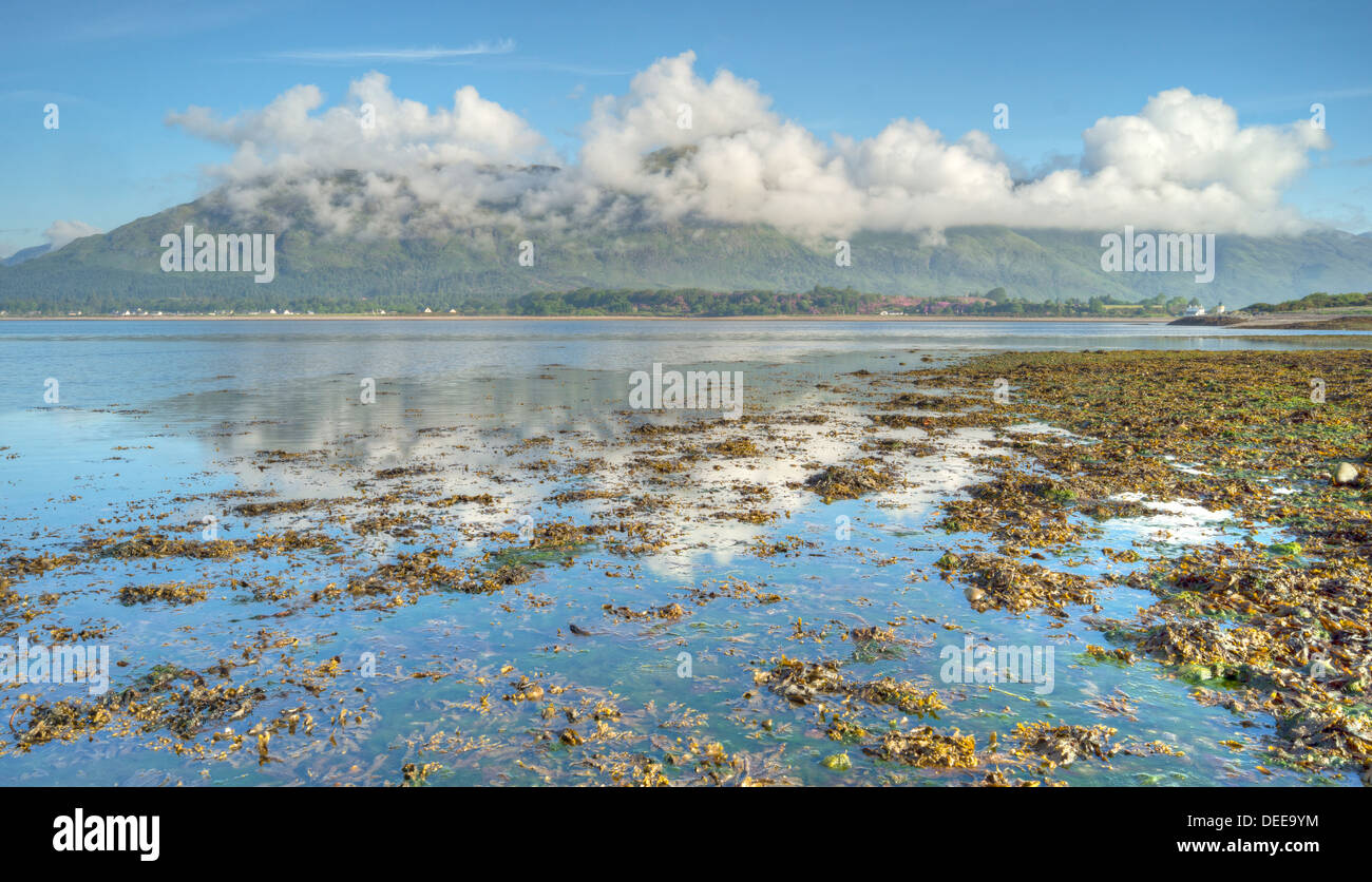 Dawn View west across Loch Linnhe, Scotland,below Corran Stock Photo ...