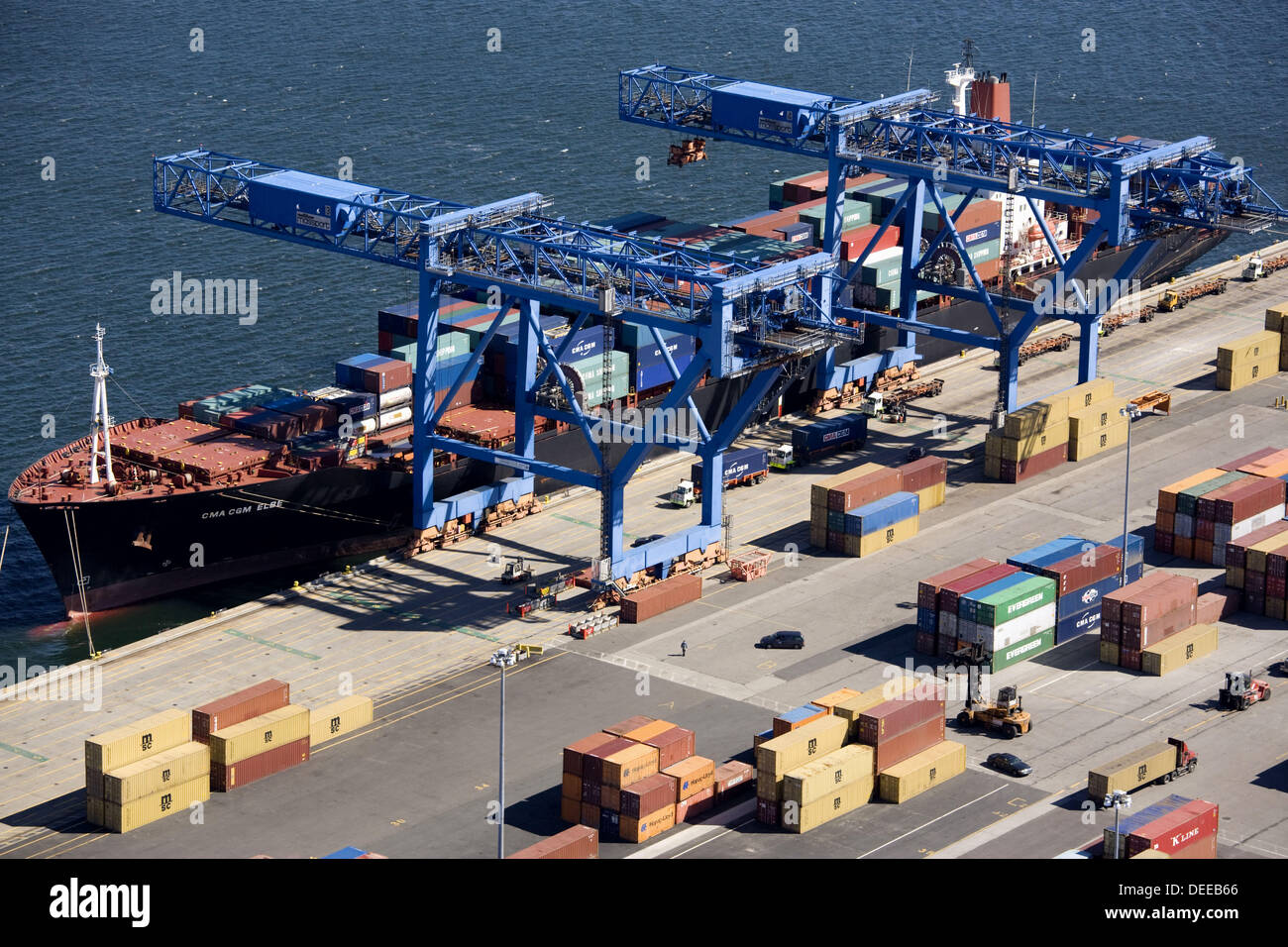 Container cargo terminal aerial view, Boston, Massachusetts, USA Stock ...