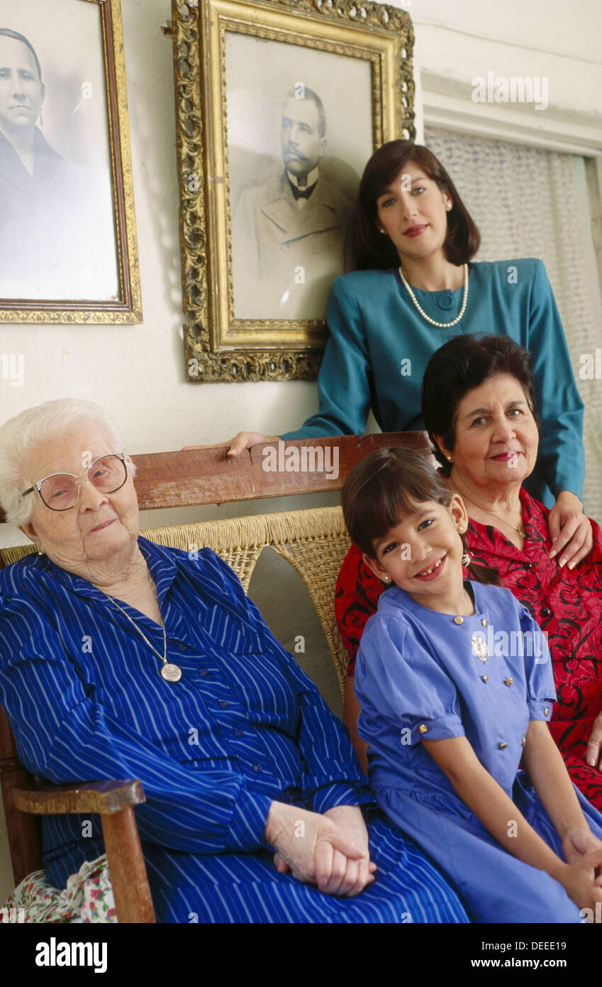 Four generations family portrait Stock Photo - Alamy