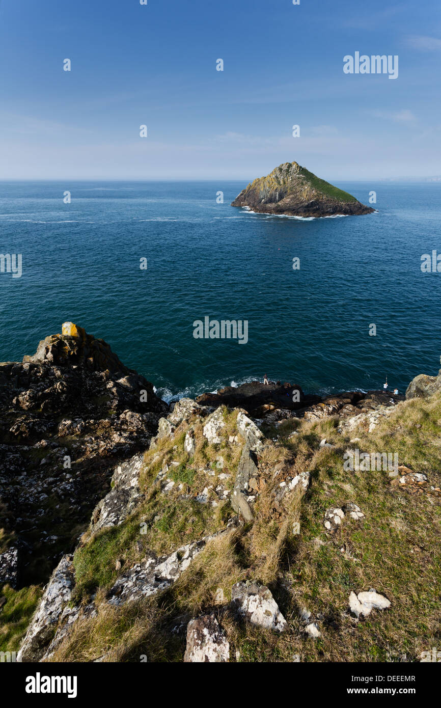 The Mouls a small island offshore from The Rumps Pentire Head Cornwall ...