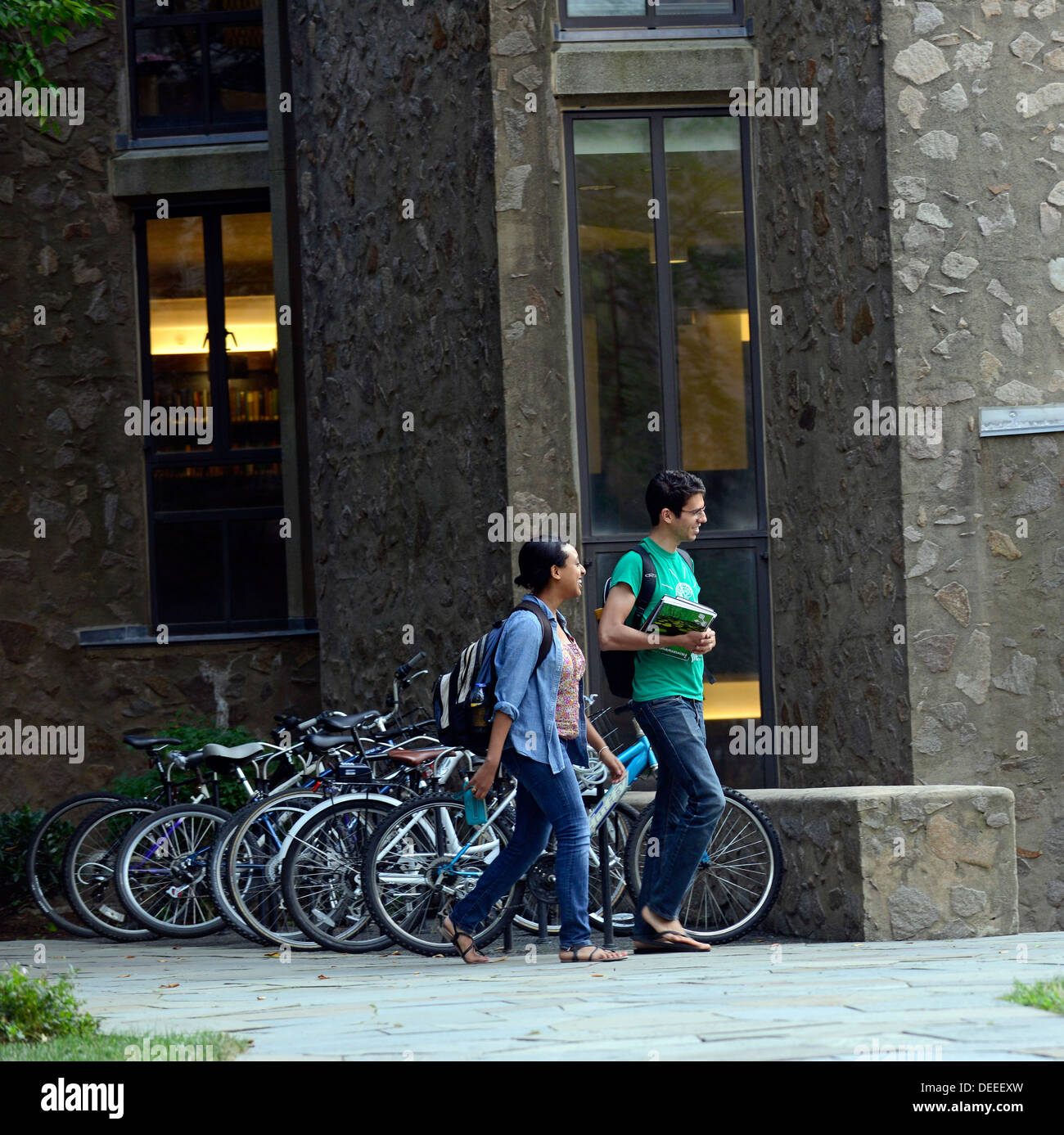 Yale University students at Summer school walk through campus to eat at ...