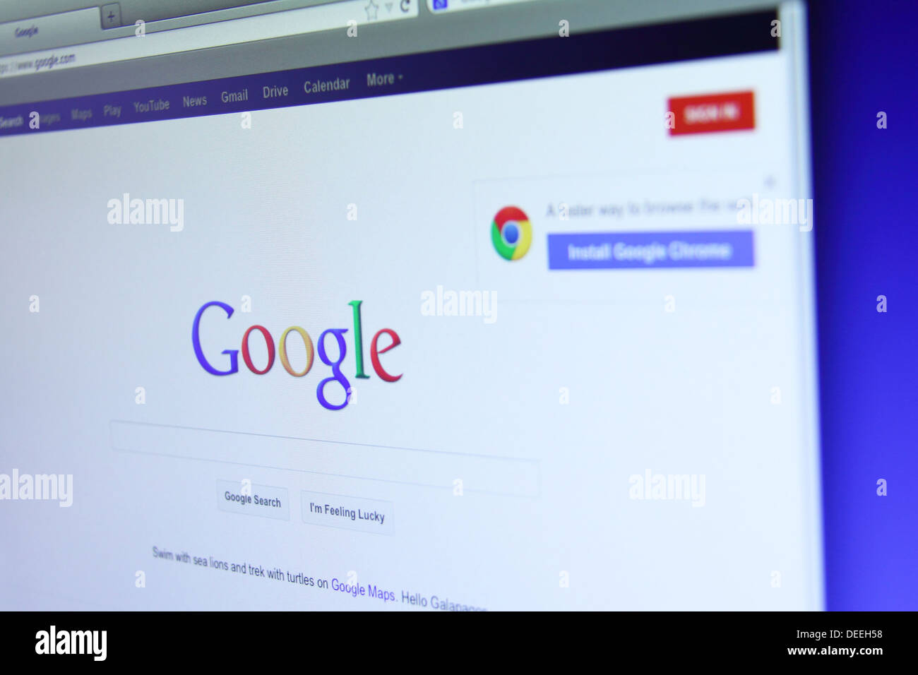 Photo of Google website on a monitor screen. Google Inc. is an American ...