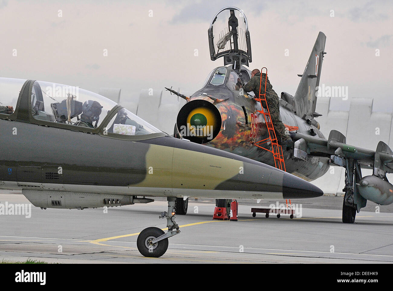 Czech aircraft L-39ZA Albatros (front) and Polish aircraft Sukhoi Su ...