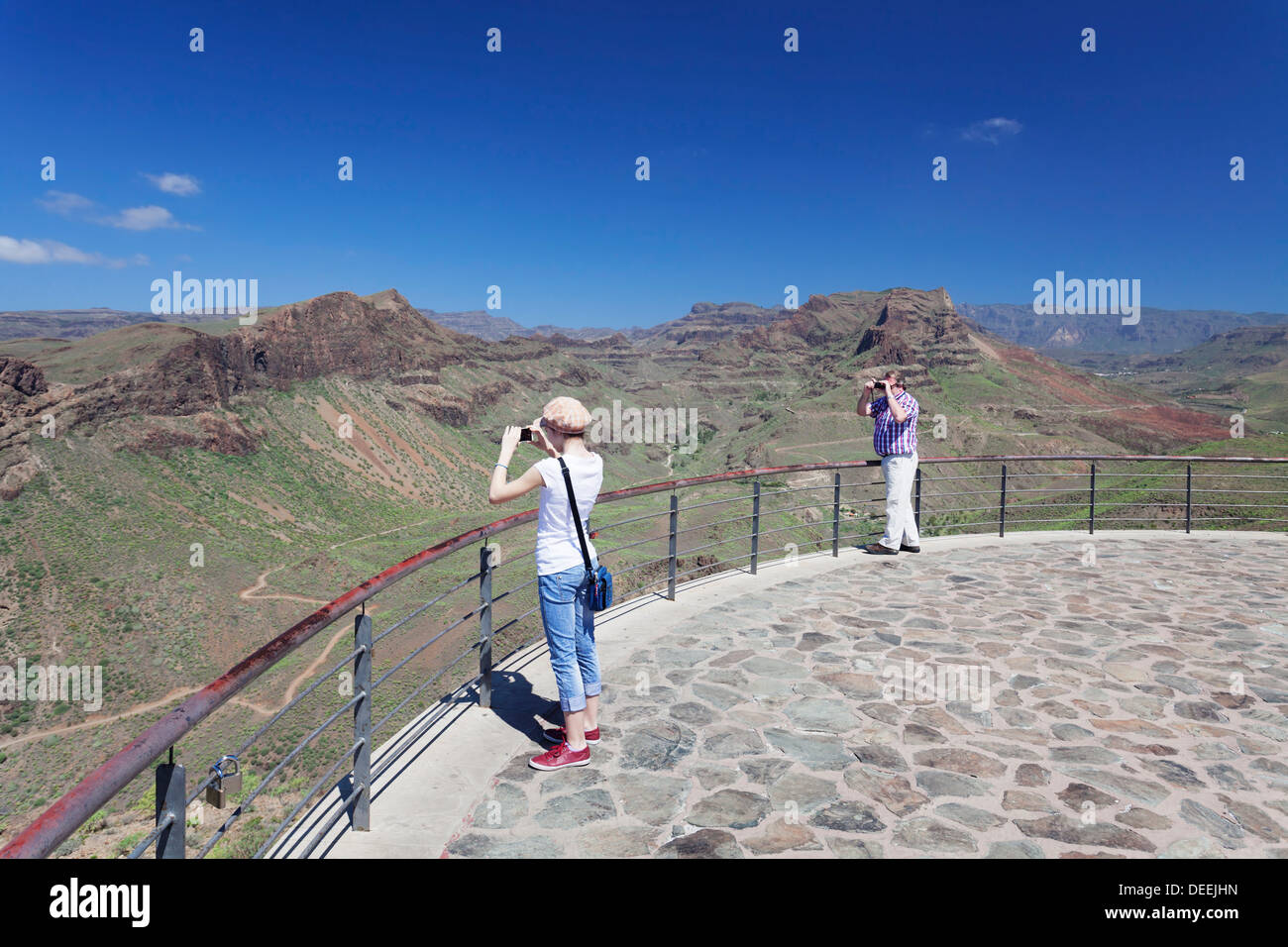 View from Mirador de Fataga over Barranco de Fataga, Gran Canaria ...
