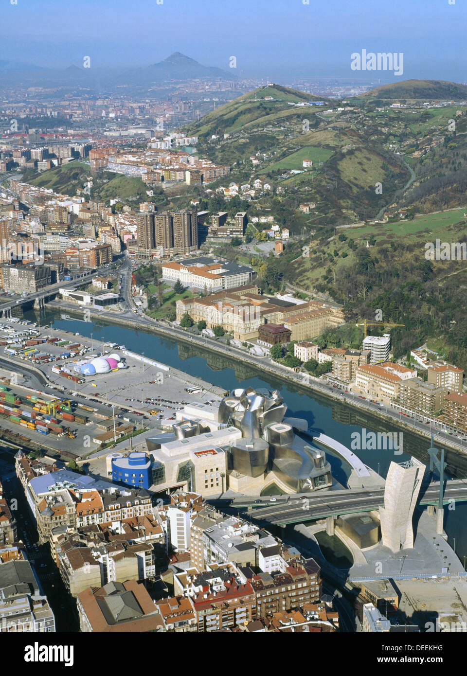 Aerial view of the Guggenheim museum. Bilbao. Bizkaia province. Euskadi ...
