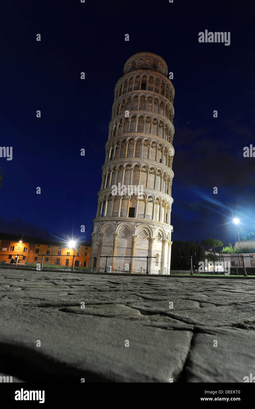 The Leaning Tower of Pisa, Italy at night Stock Photo - Alamy