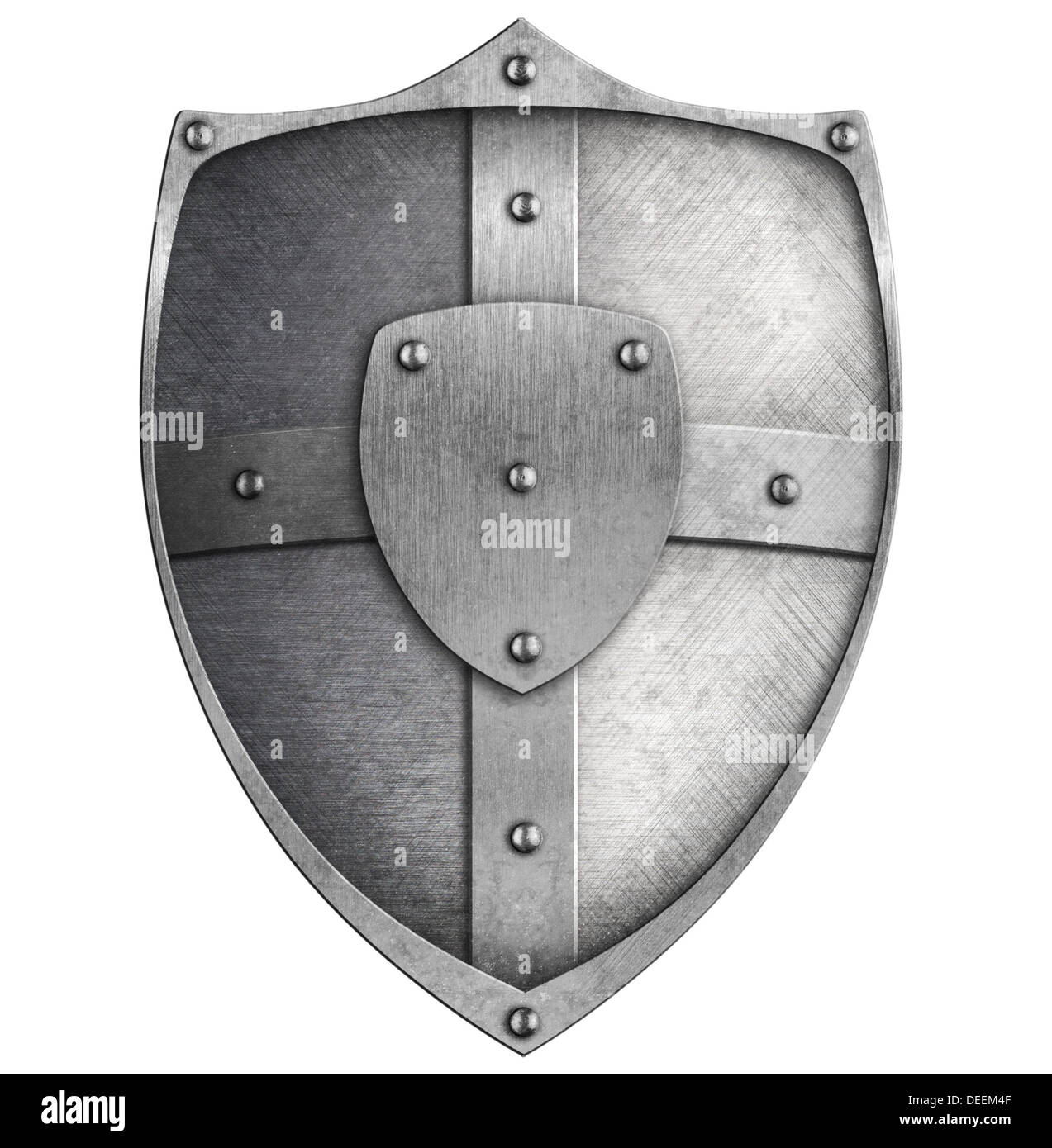 metal shield isolated on white Stock Photo - Alamy