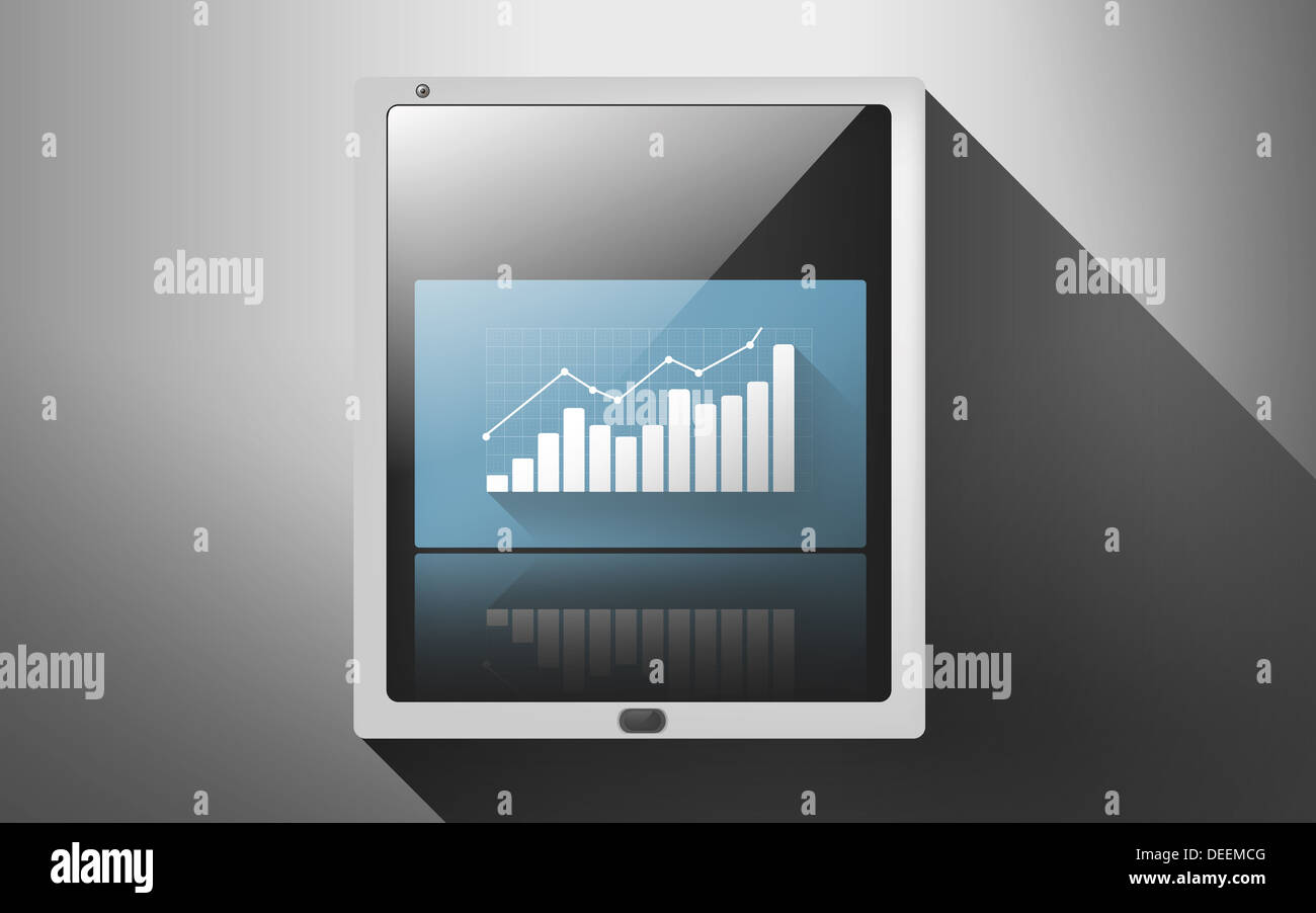 tablet pc with virtual graph or chart Stock Photo - Alamy