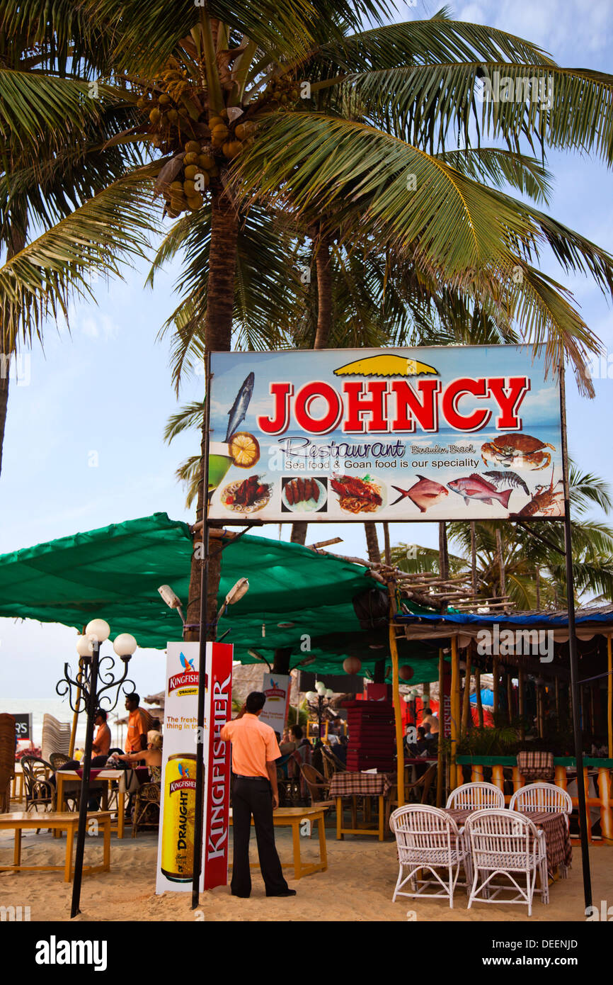 Restaurant on the beach, Johncy Beach Restaurant, Panaji, Goa, India ...