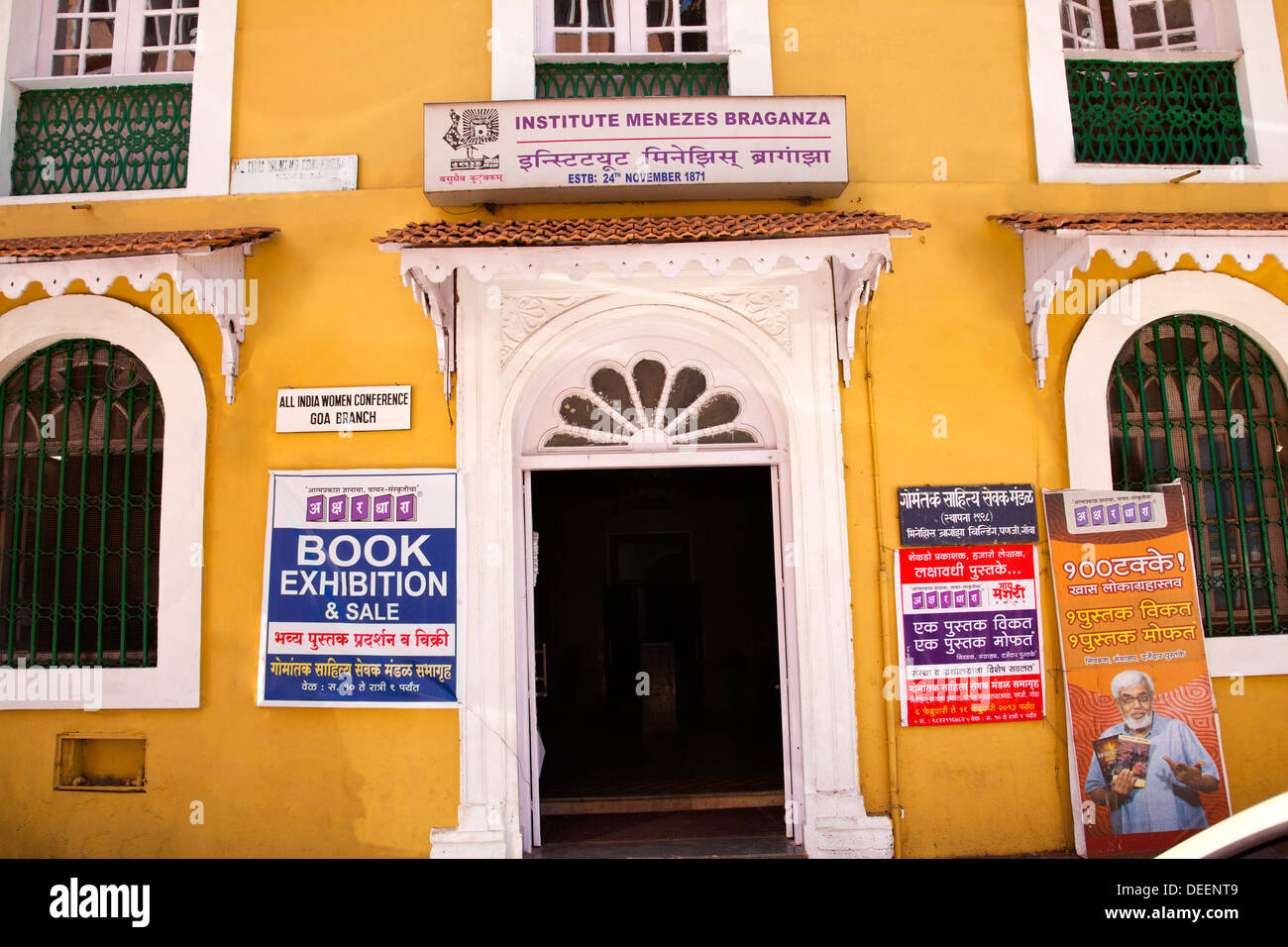 Facade of a building, Institute Menezes Braganza, Panaji, Goa, India ...