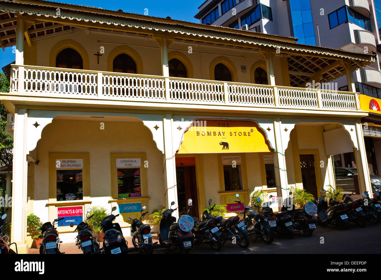 Facade of a building, Bombay Stores, Panaji, Goa, India Stock Photo - Alamy