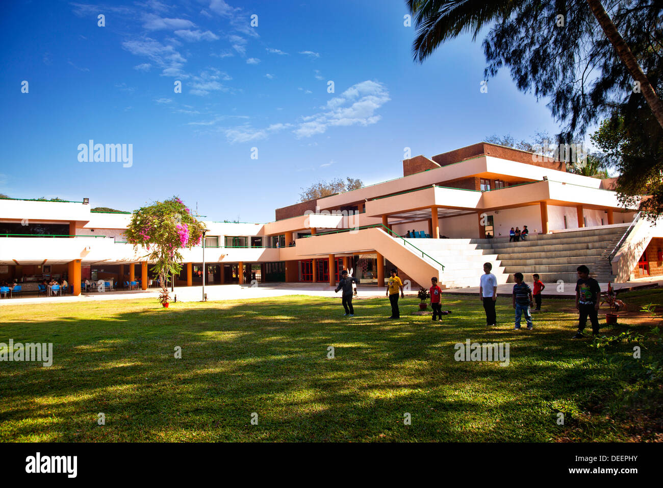 Children playing in front of the Kala Academy building, Panaji, Goa ...