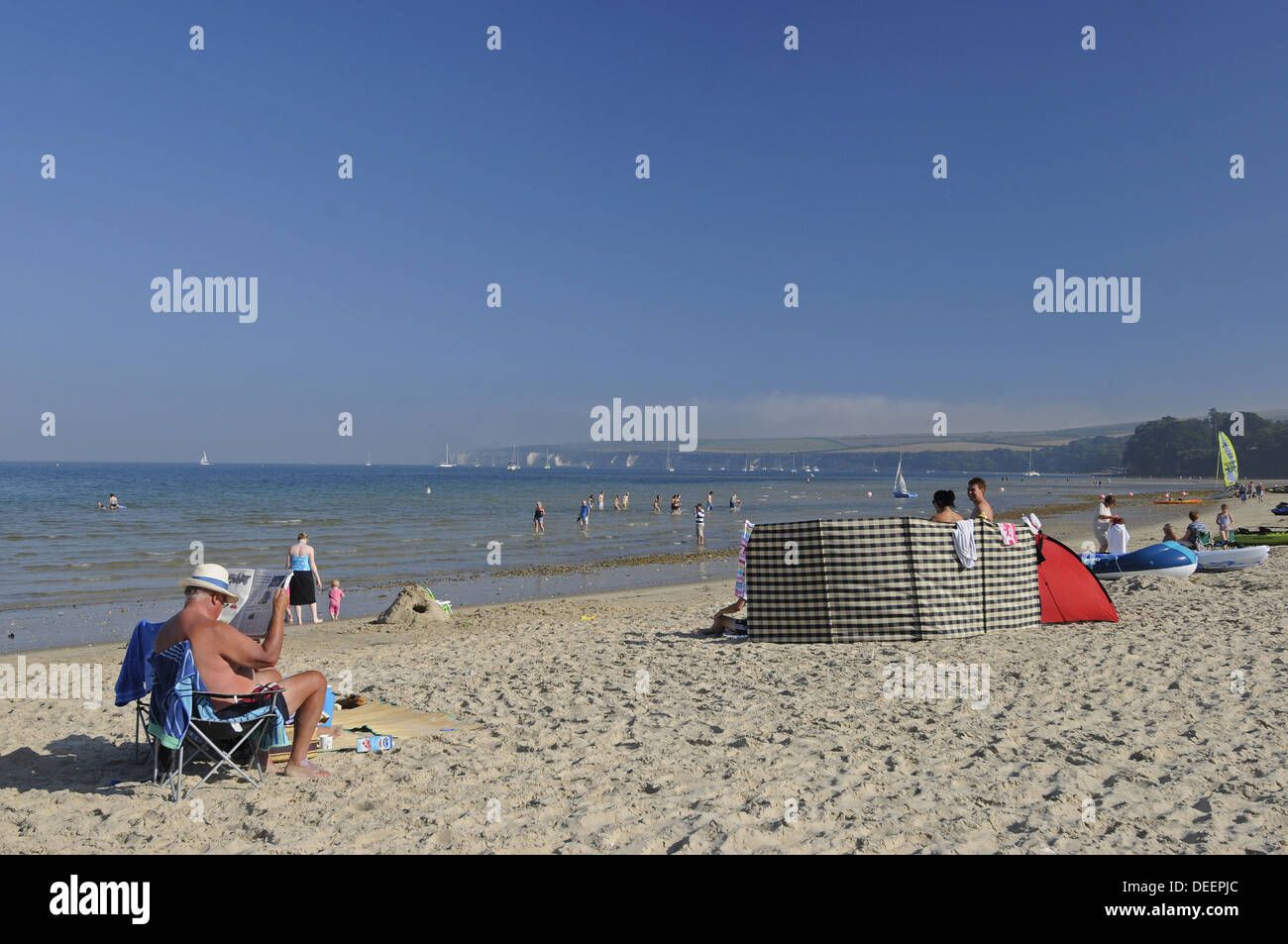 Knoll Beach Studland Bay Isle of Purbeck with view towards Old Harry ...