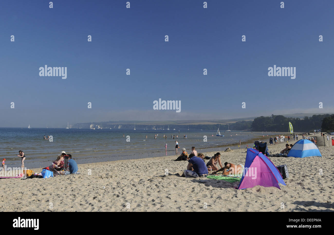 Knoll Beach Studland Bay Isle of Purbeck with view towards Old Harry ...