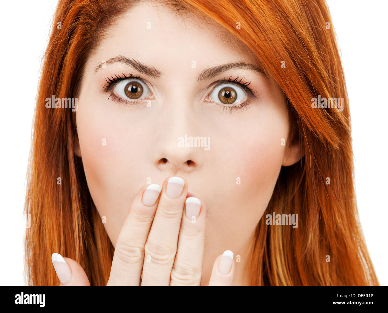 Woman hand over mouth sick hi-res stock photography and images - Alamy