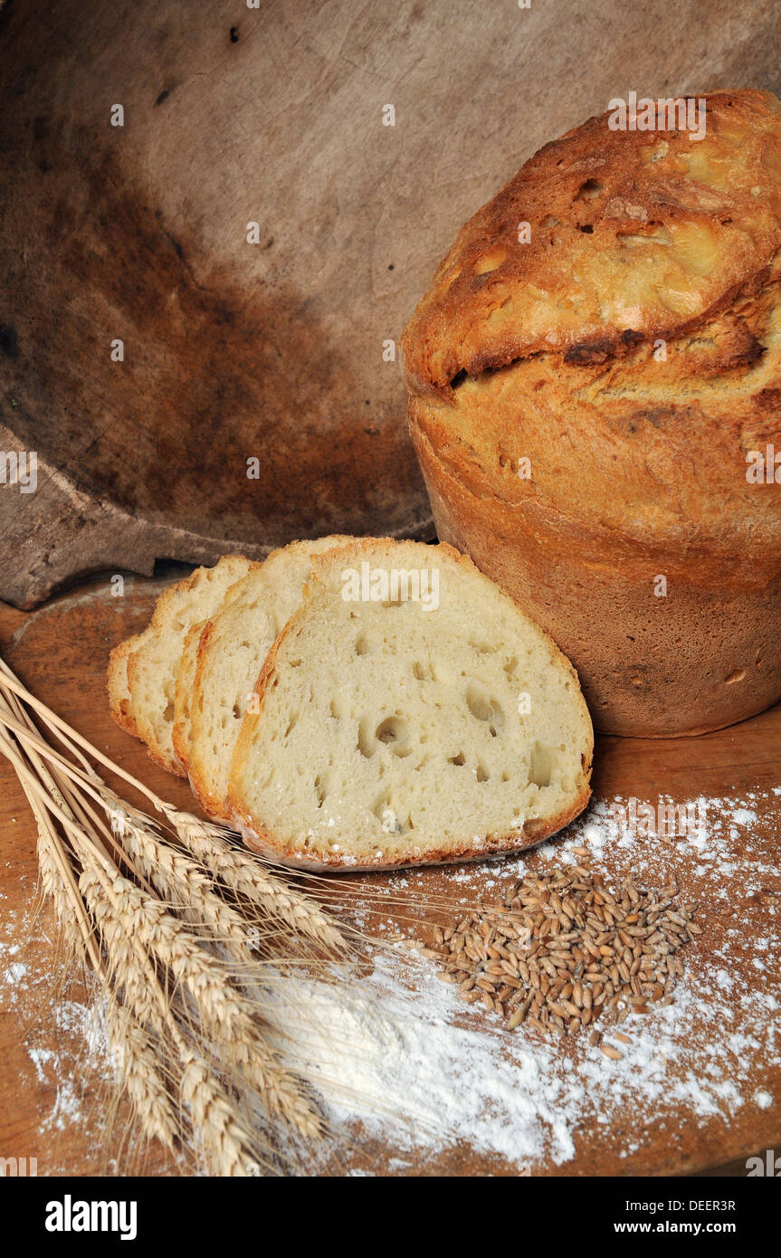 fresh backed bread still life concept Stock Photo - Alamy