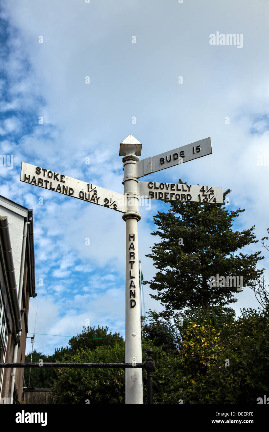 Signpost in Heart of English Village Stock Photo - Alamy