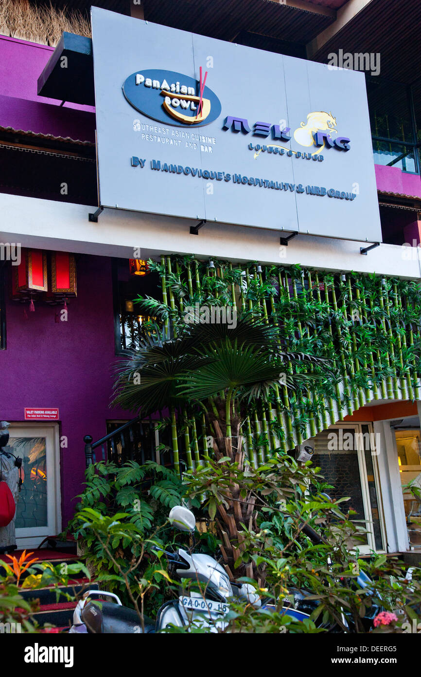 Sign board at a restaurant, Pan Asian Bowl, Panaji, Goa, India Stock ...